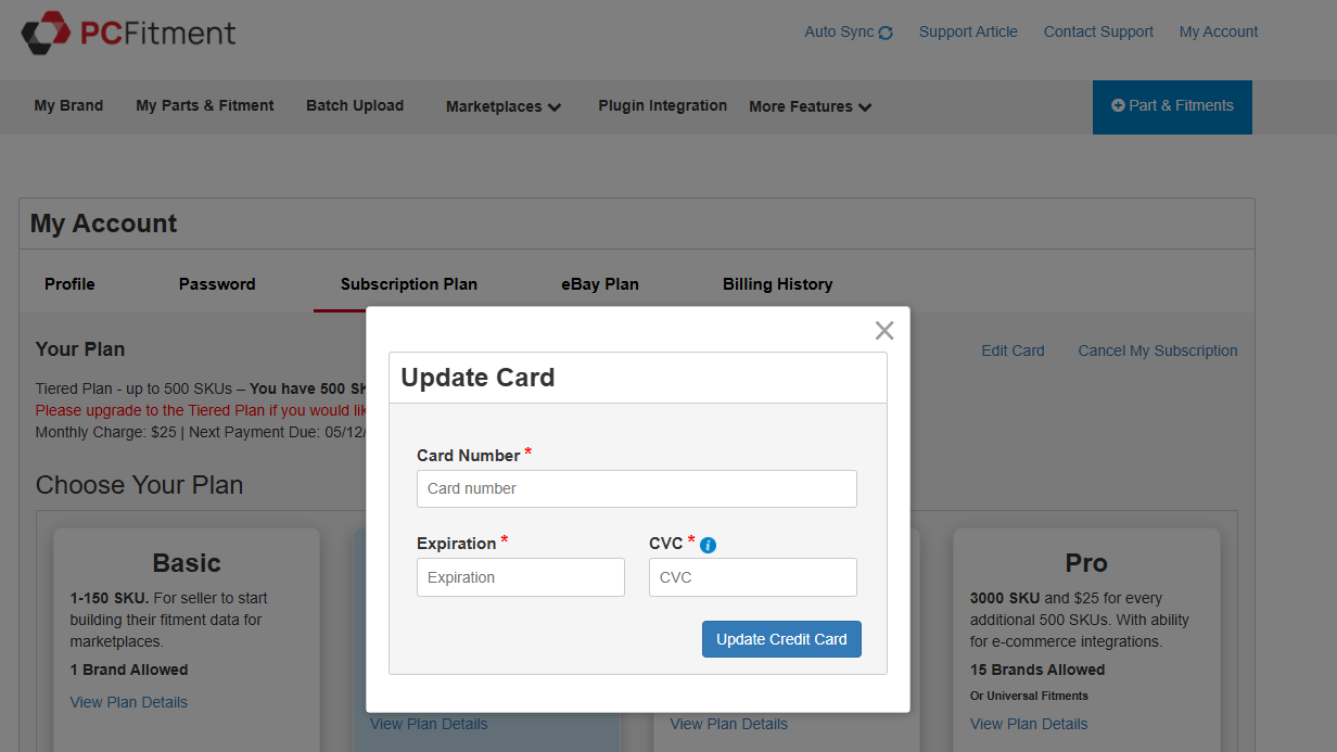 How to update/change your credit card information – PCFitment Guide
