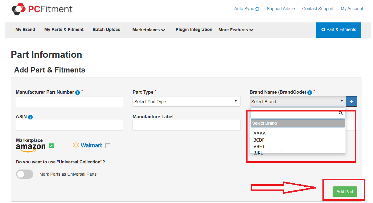 Use of Brand Code – PCFitment Guide