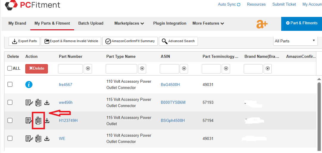 How do I copy fitment from eBay to the existing Part Number ...